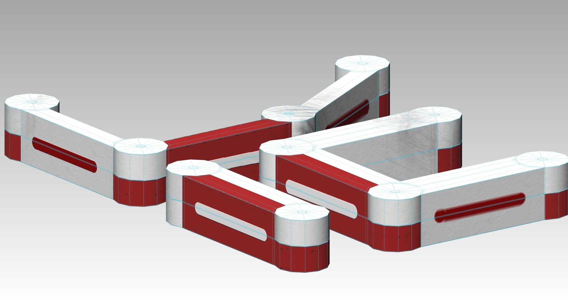 3D Red-white Modular Box Barrier - TurboSquid 2085436
