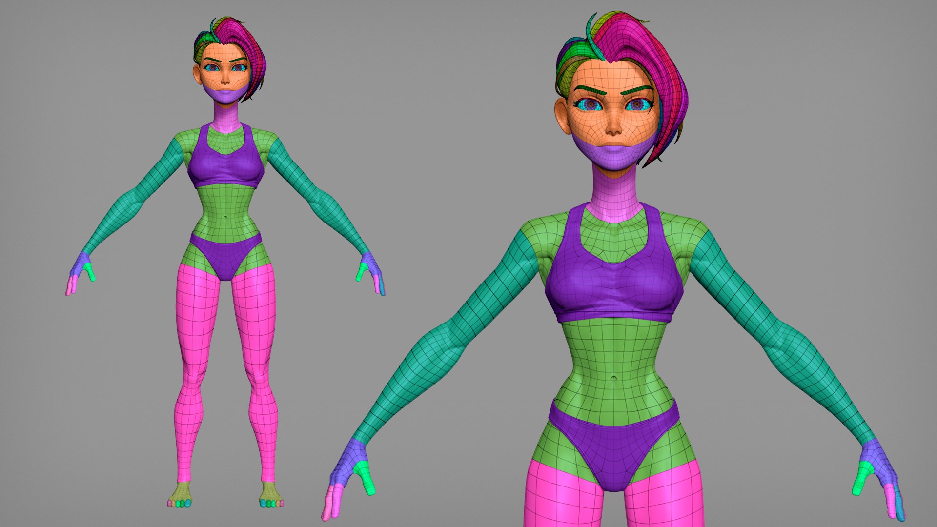 3D Cartoon Female Character Bonnie Full Body Base Mesh - TurboSquid 1937280