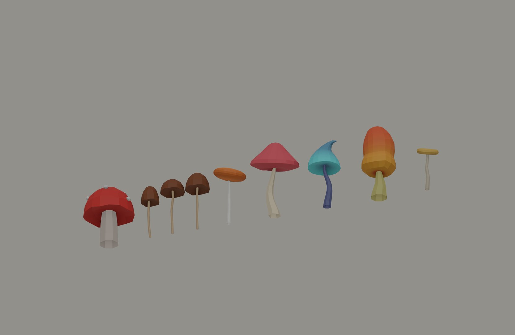 3D Mushrooms Low Poly - TurboSquid 2058125