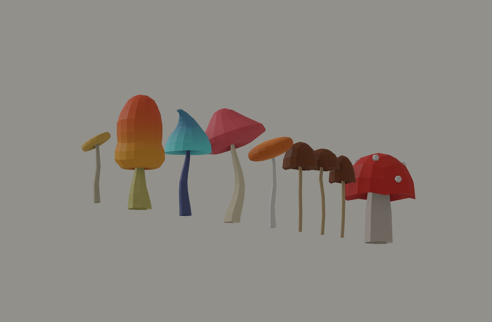 3D Mushrooms Low Poly - TurboSquid 2058125