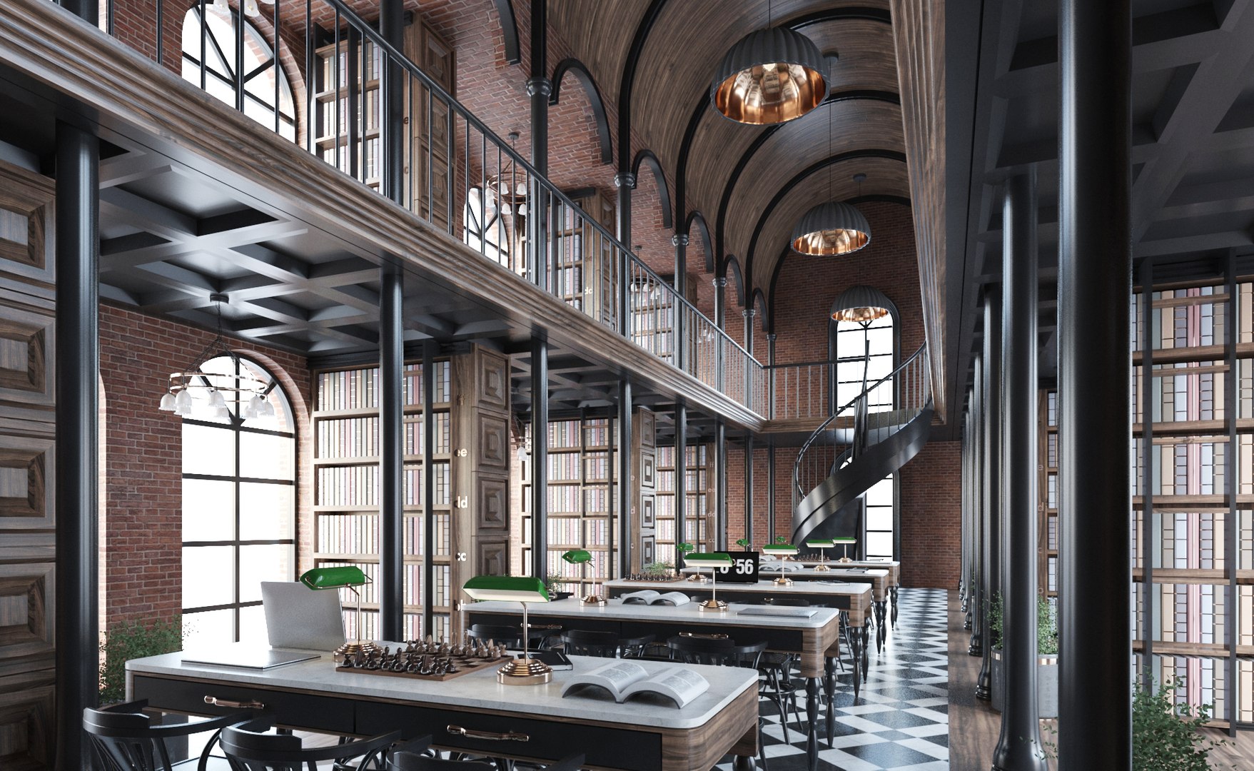 3D Library Interior - TurboSquid 2124145