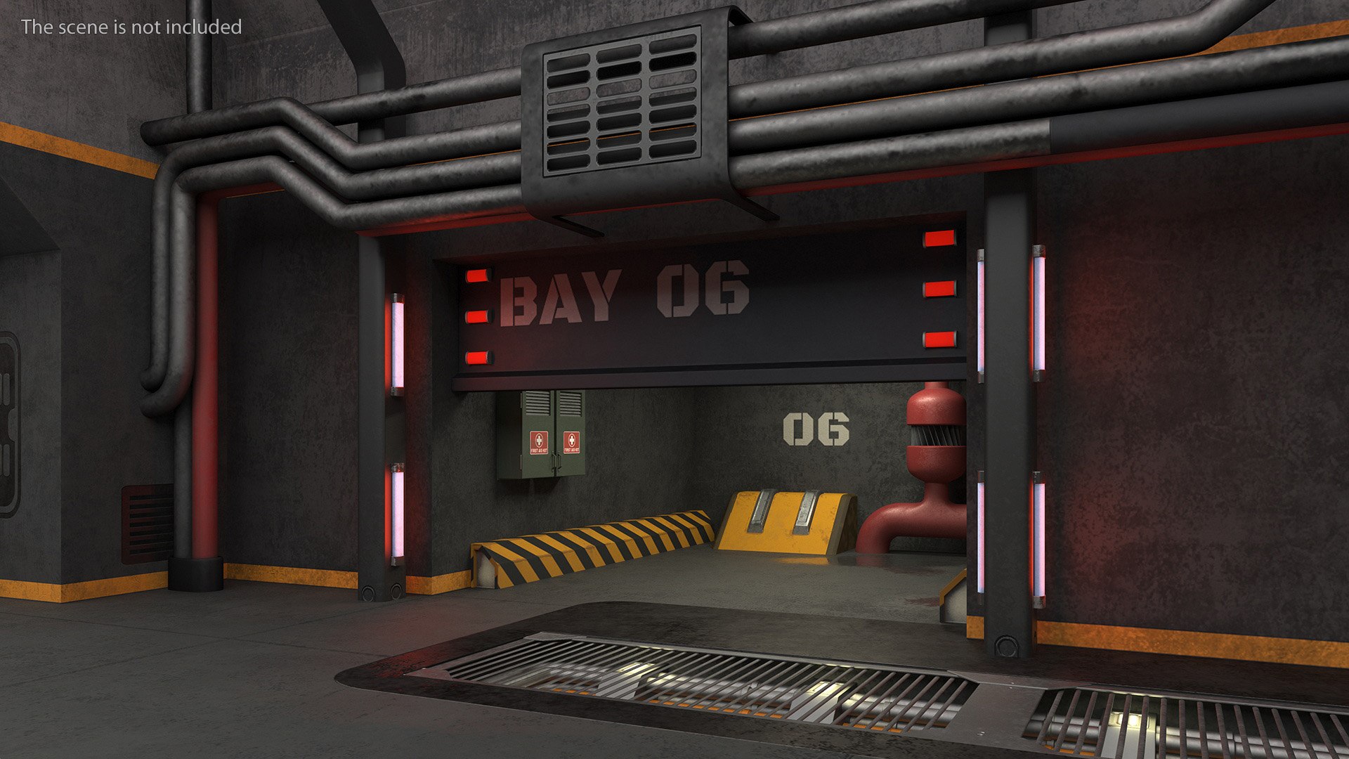 Sci Fi Spaceship Hangar Bay Gates Set 3D Model - TurboSquid 2206572