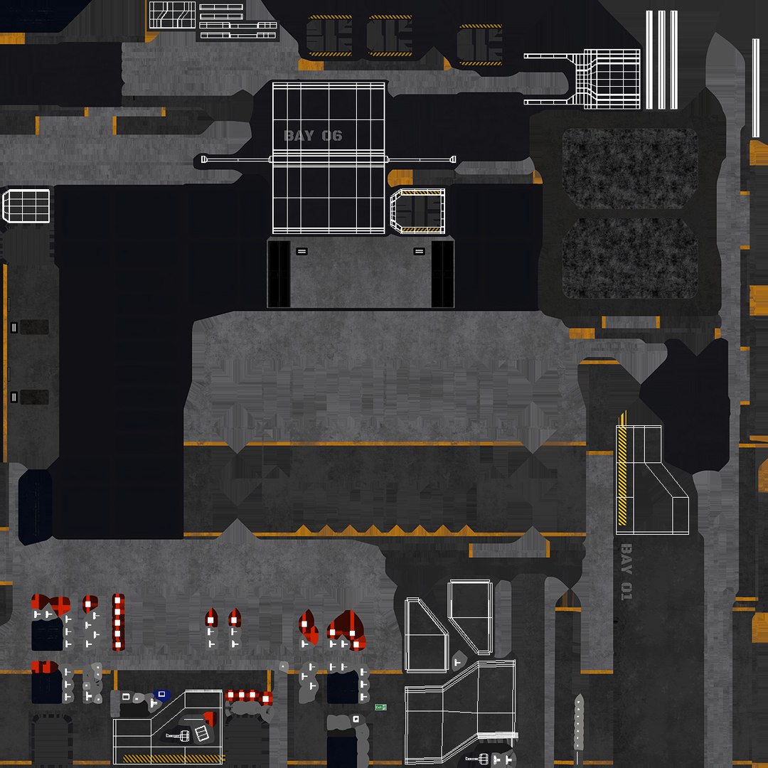 Sci Fi Spaceship Hangar Bay Gates Set 3D Model - TurboSquid 2206572