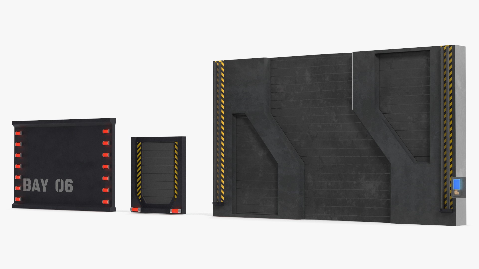 Sci Fi Spaceship Hangar Bay Gates Set 3D Model - TurboSquid 2206572