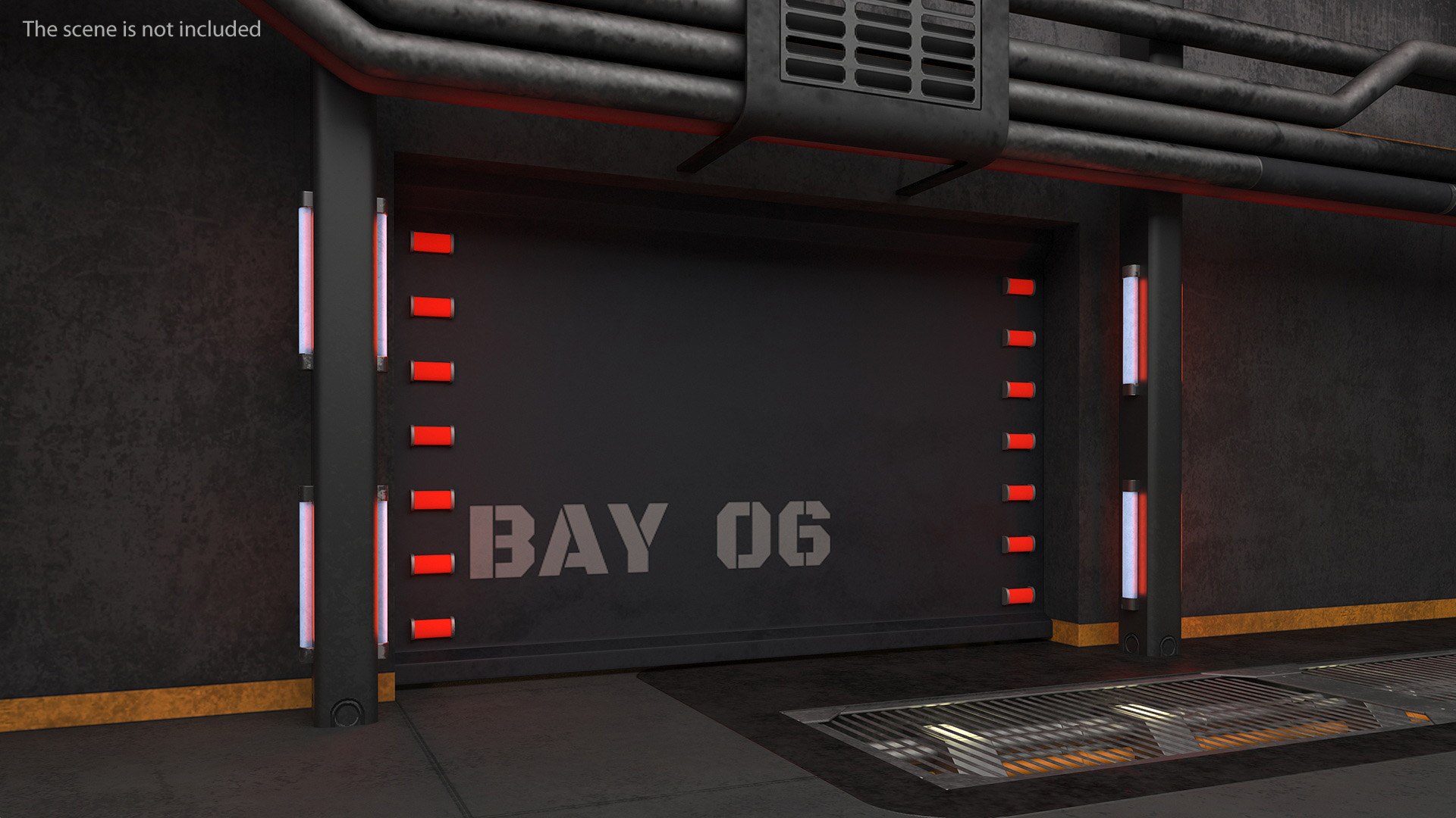 Sci Fi Spaceship Hangar Bay Gates Set 3D Model - TurboSquid 2206572