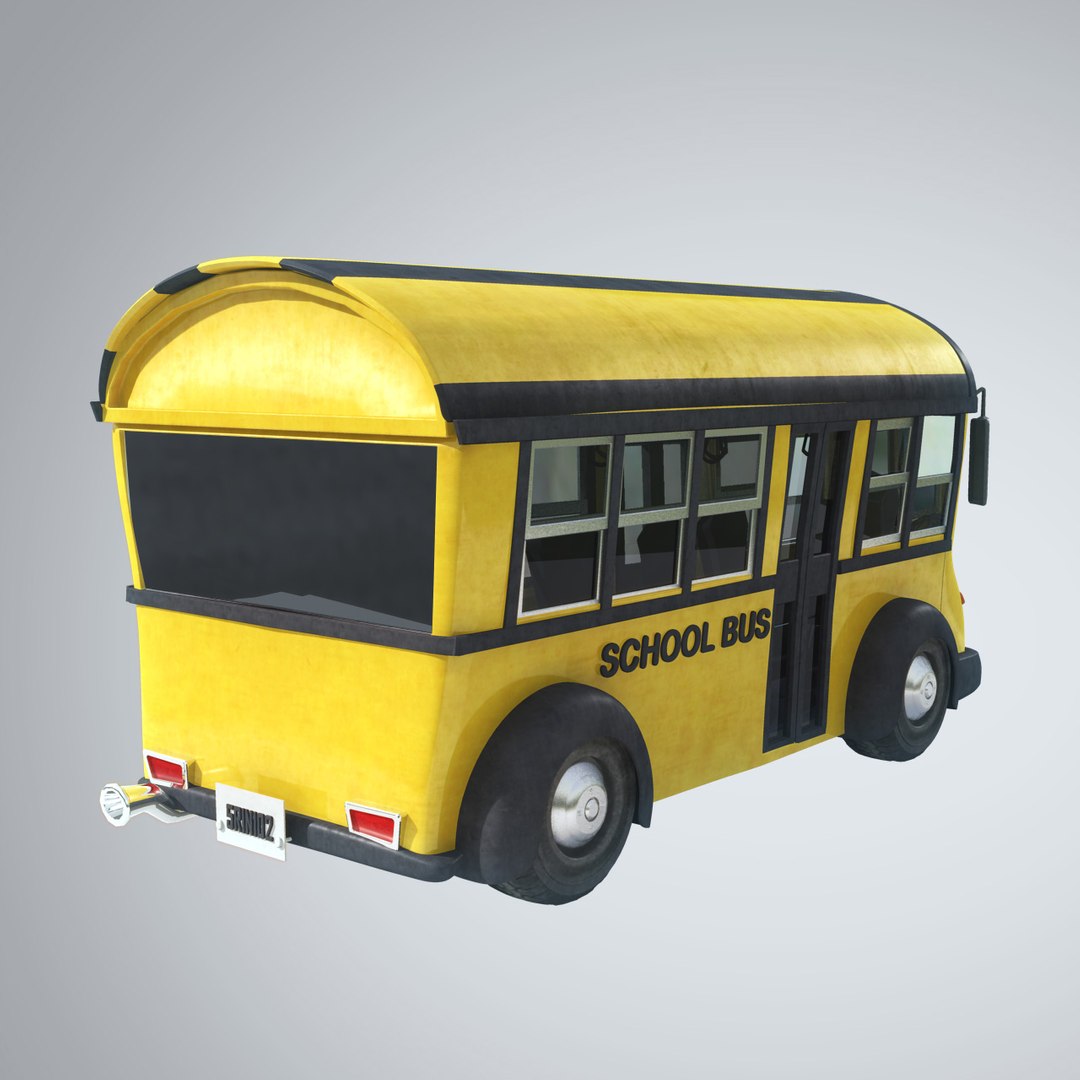 3d model stylized bus school