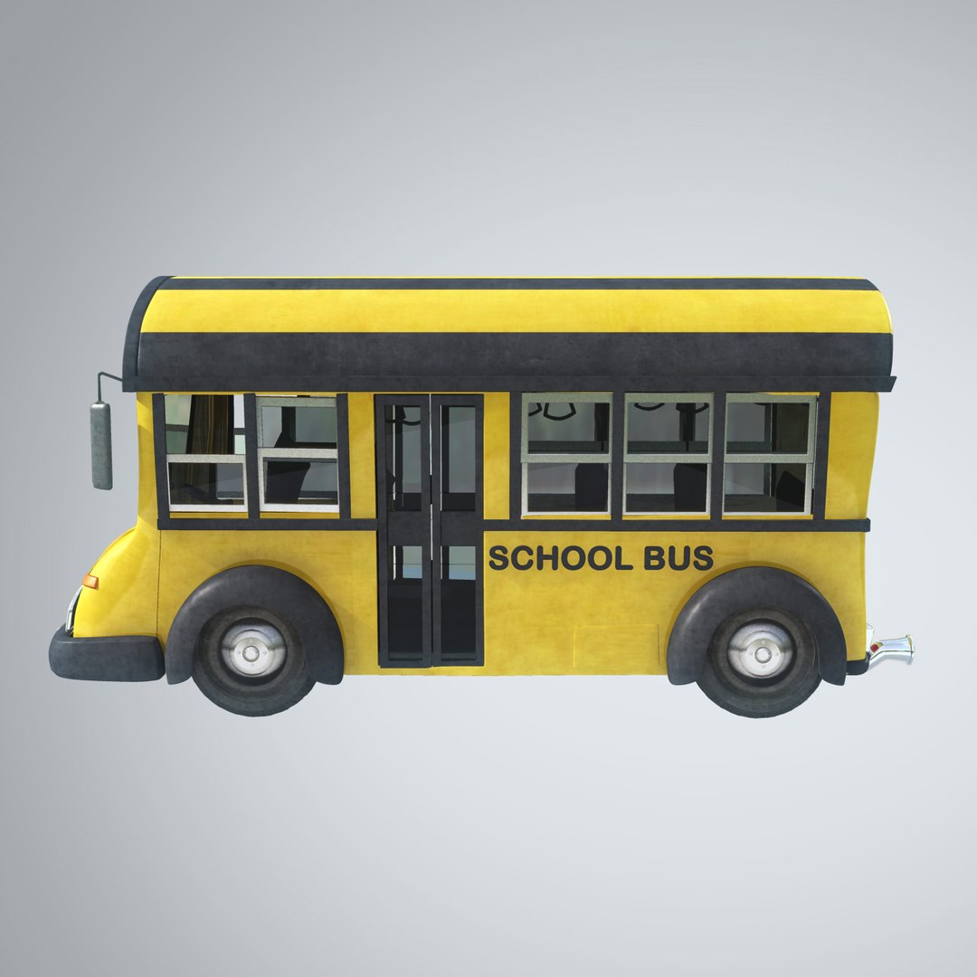 3d model stylized bus school
