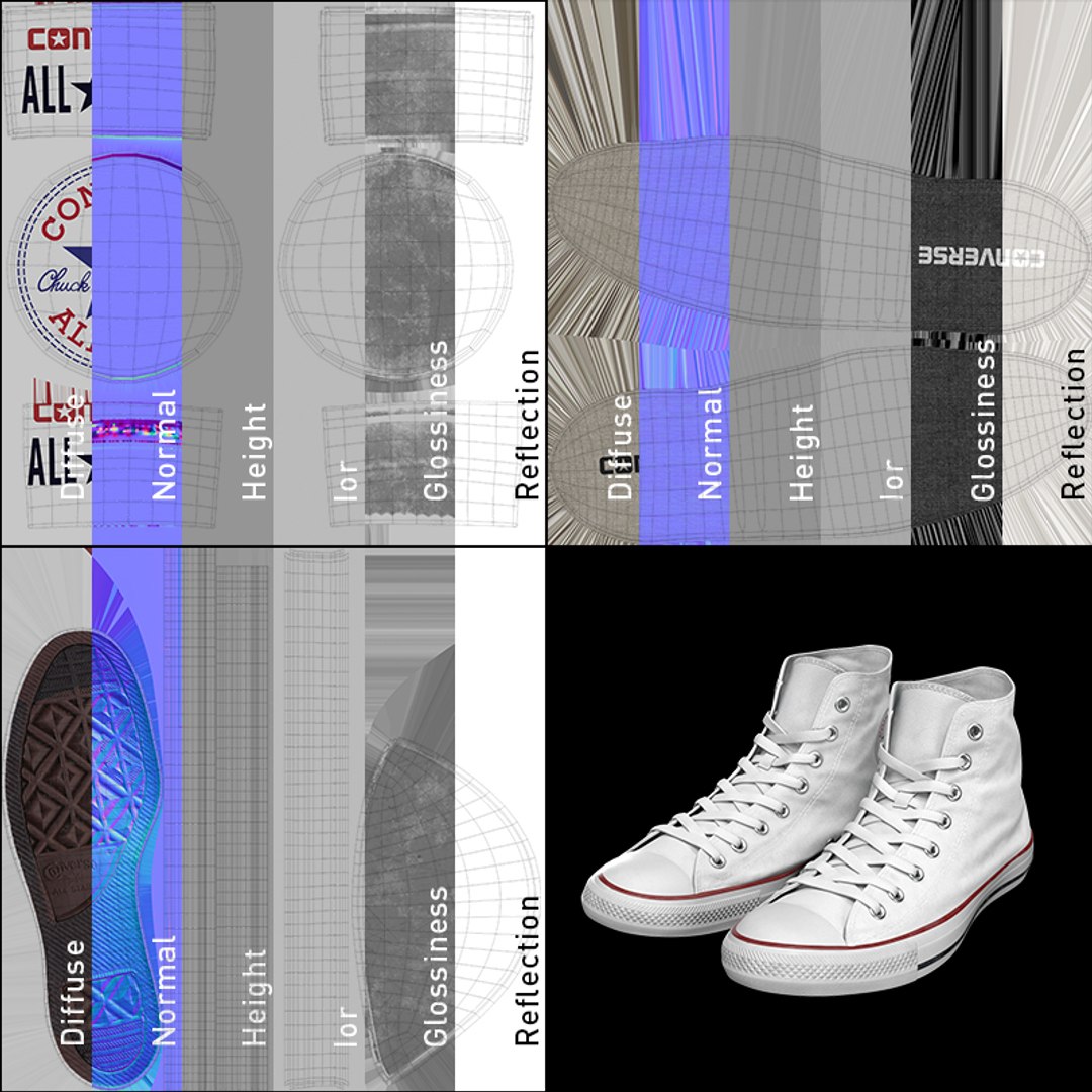 Converse Star Sneakers 3D Model - TurboSquid 1480413