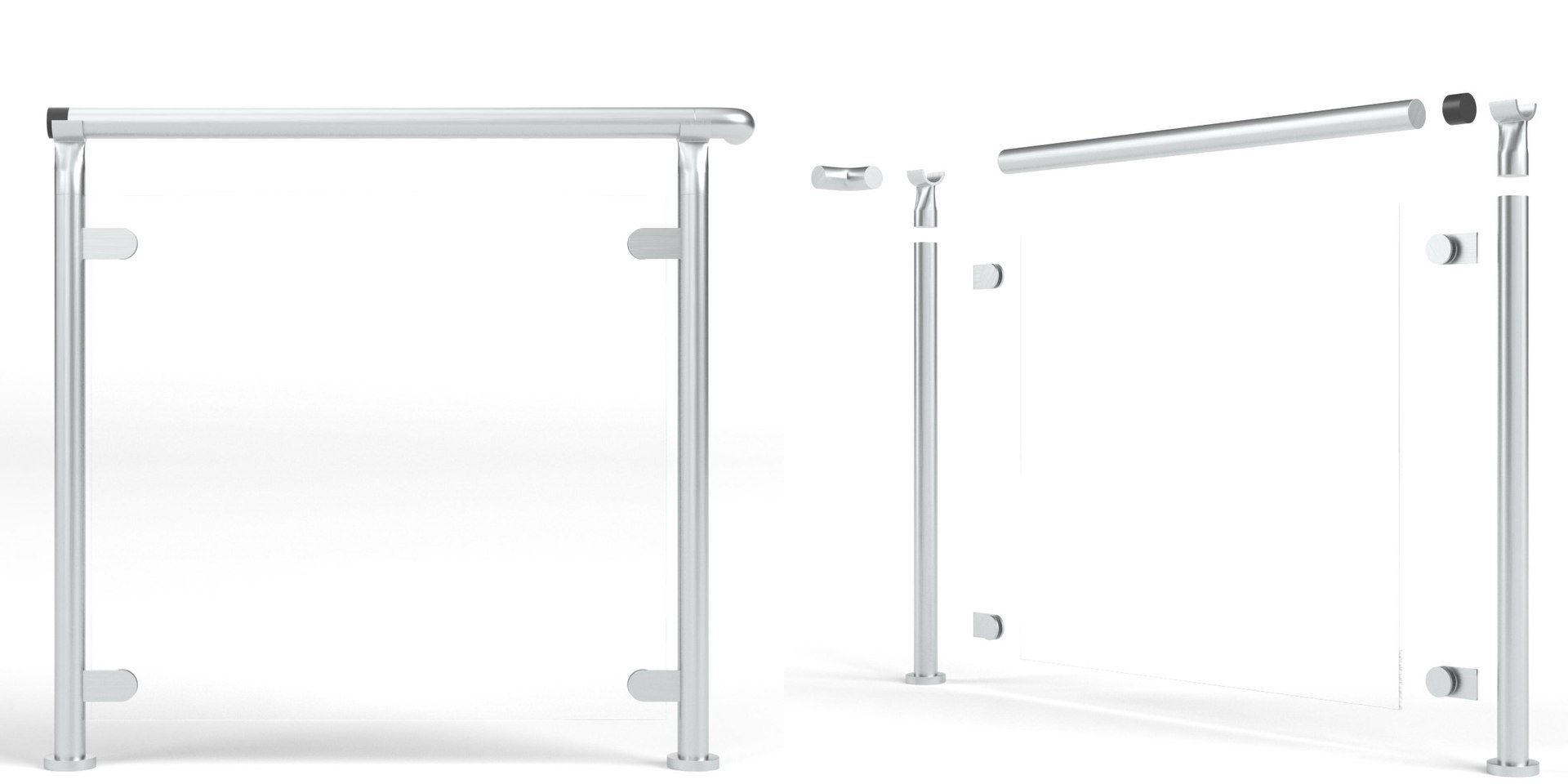 3D Glass Handrail Module 1 Model - TurboSquid 2201151