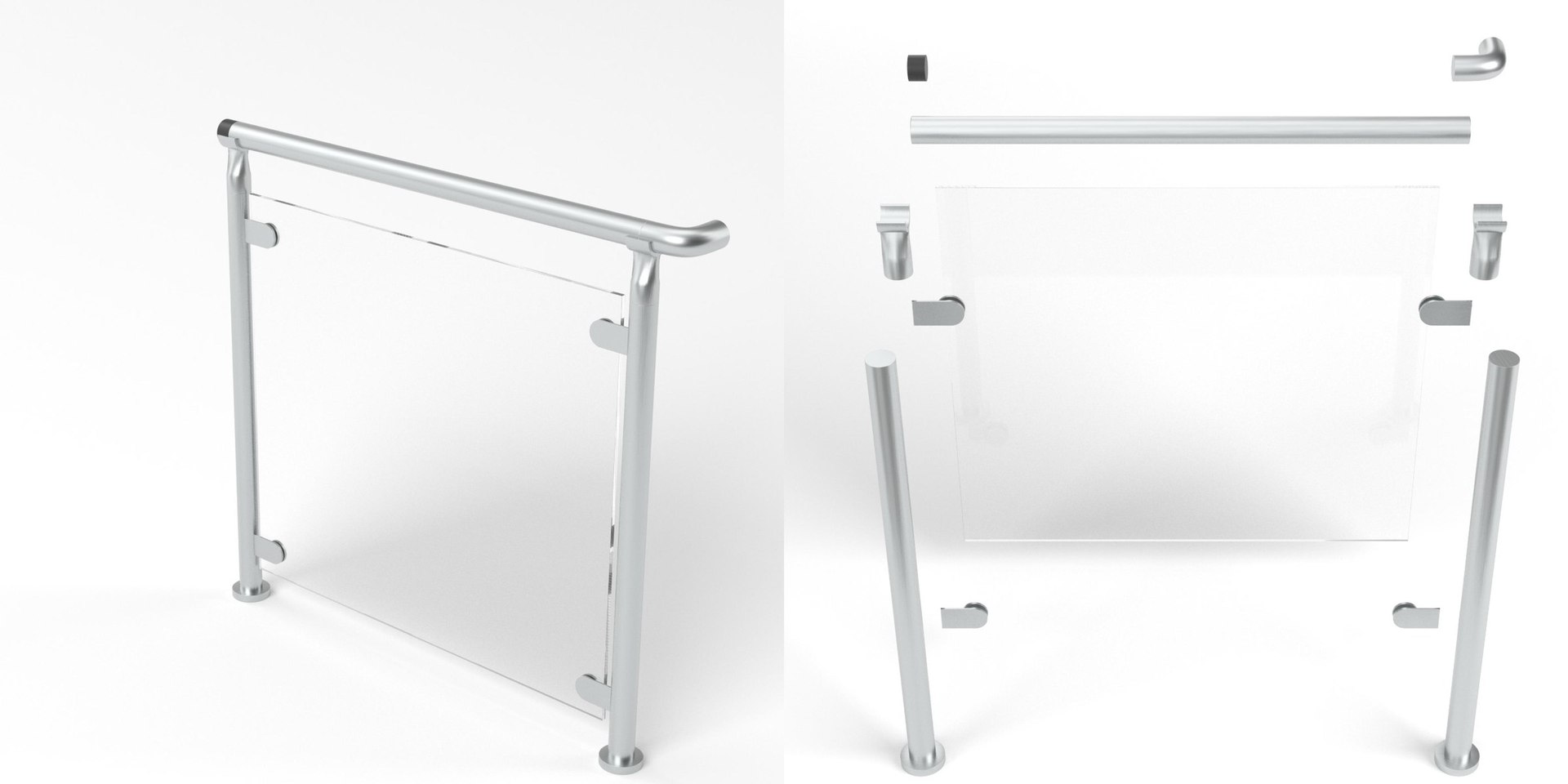 3D Glass Handrail Module 1 Model - TurboSquid 2201151