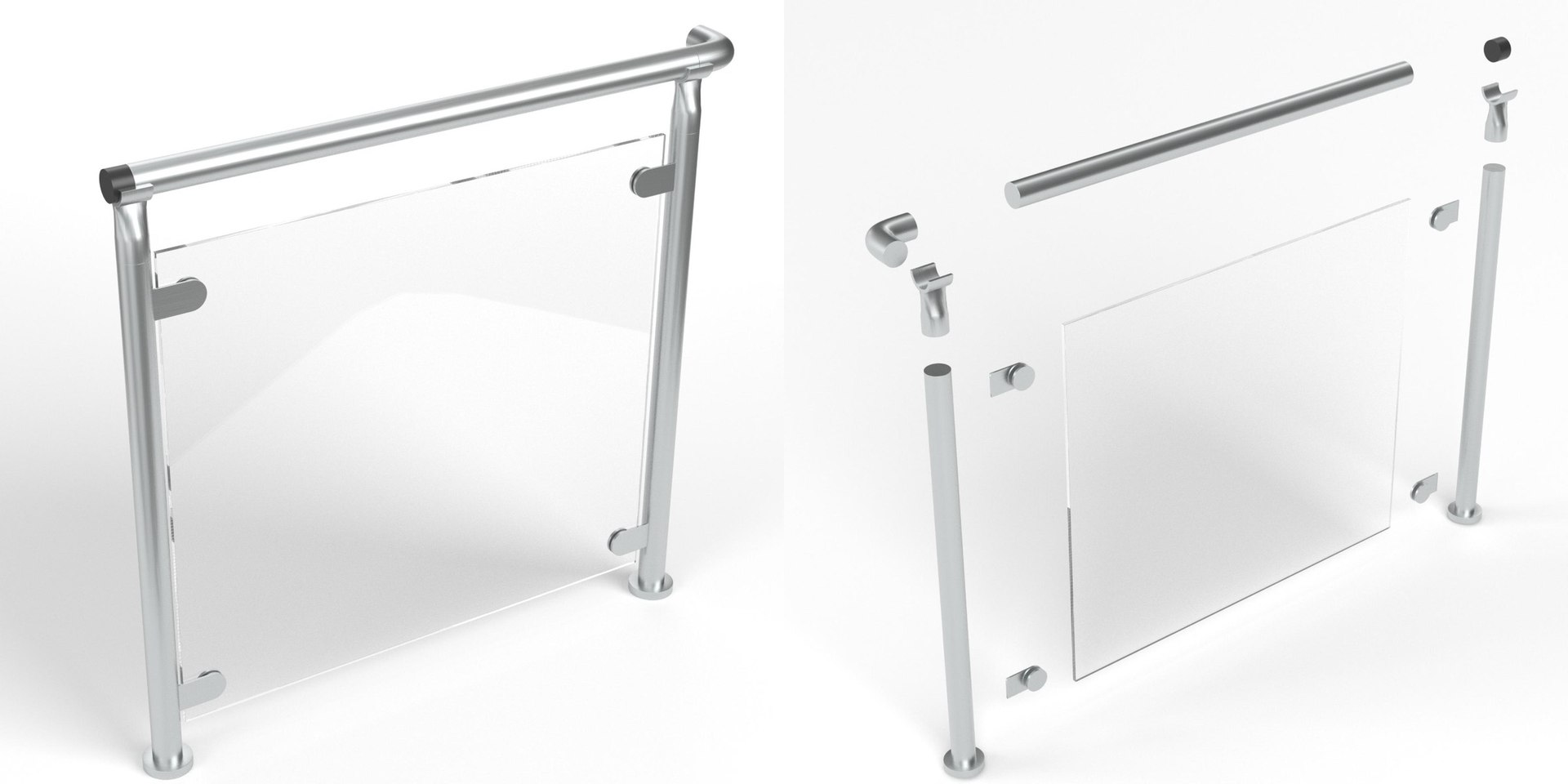 3D Glass Handrail Module 1 Model - TurboSquid 2201151