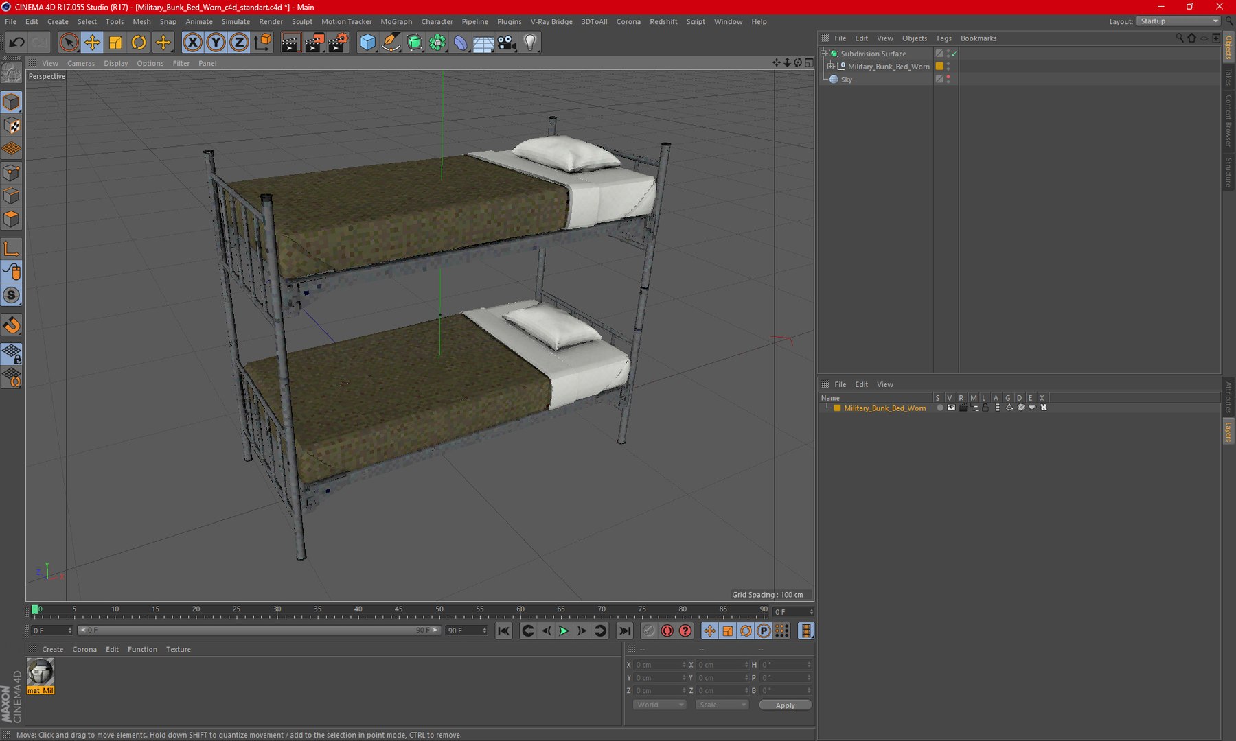 Military Bunk Bed Worn 3D - TurboSquid 2079678