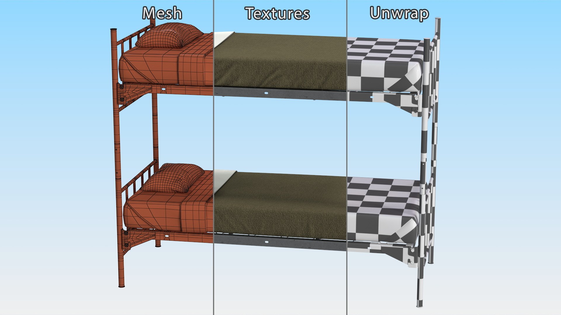 Military Bunk Bed Worn 3D - TurboSquid 2079678