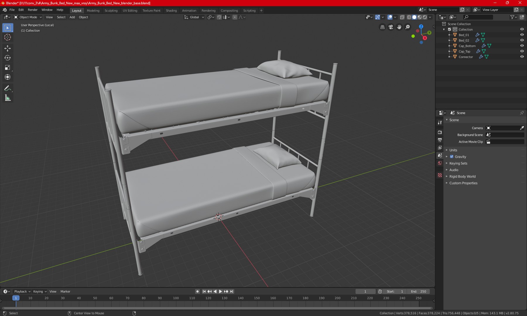 Military Bunk Bed Worn 3D - TurboSquid 2079678