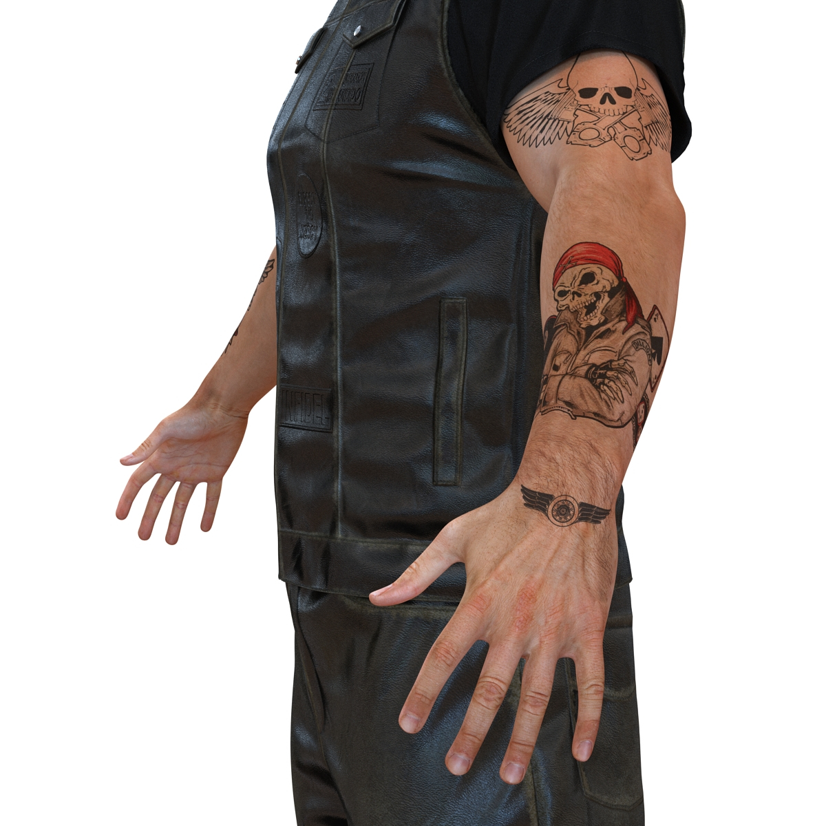 3d biker man generic fur model