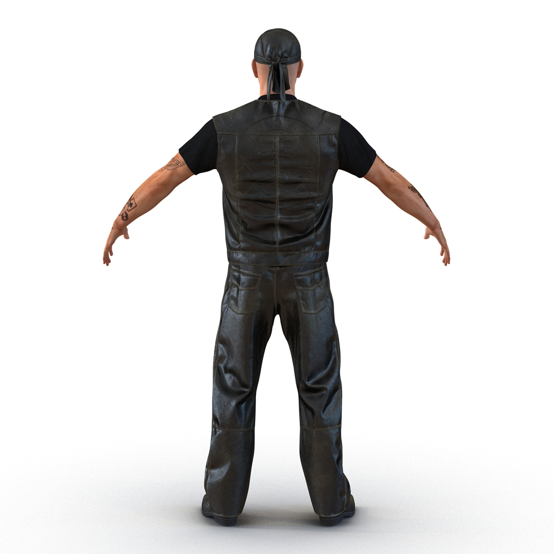 3d biker man generic fur model