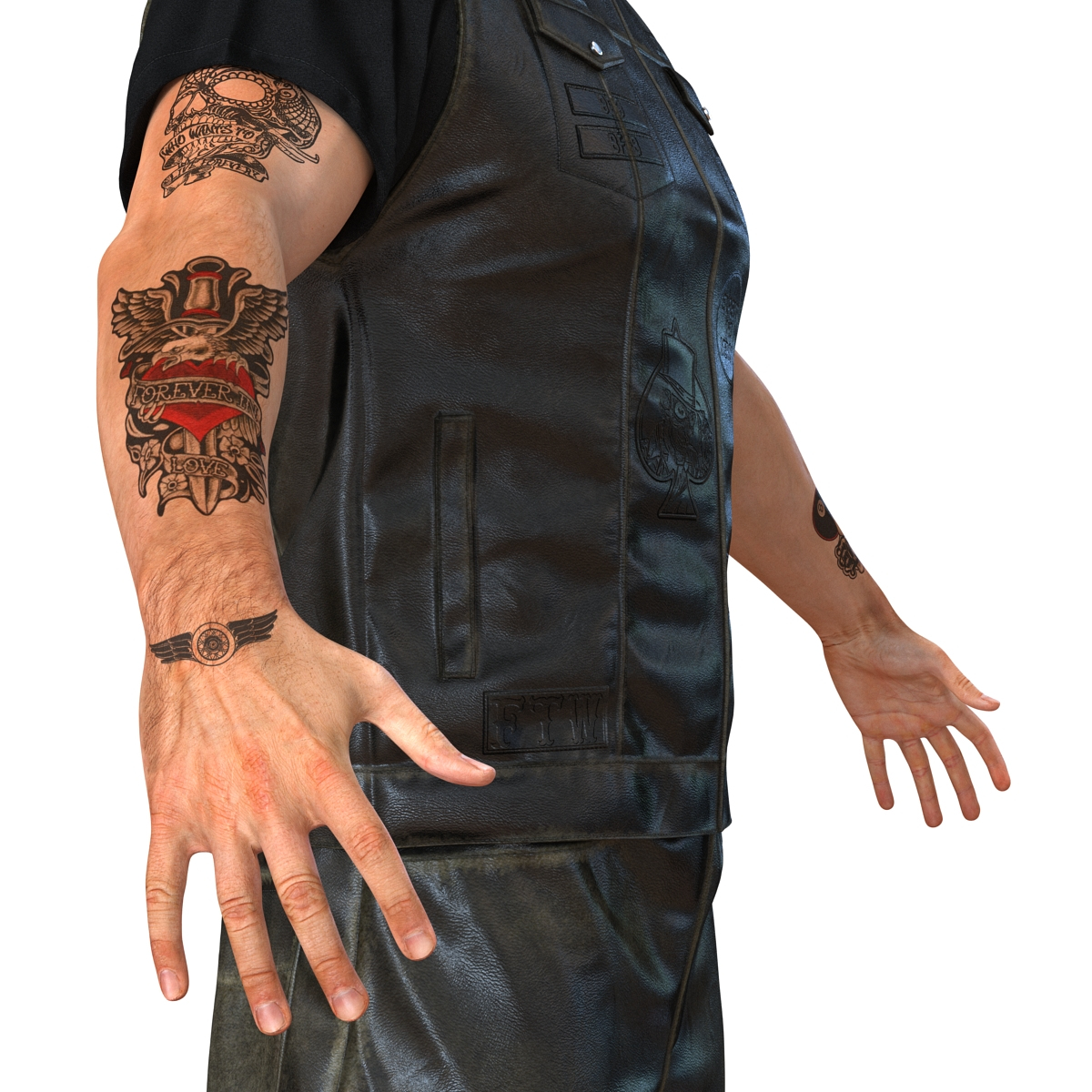 3d biker man generic fur model