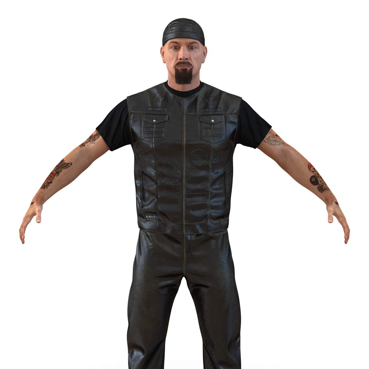 3d biker man generic fur model