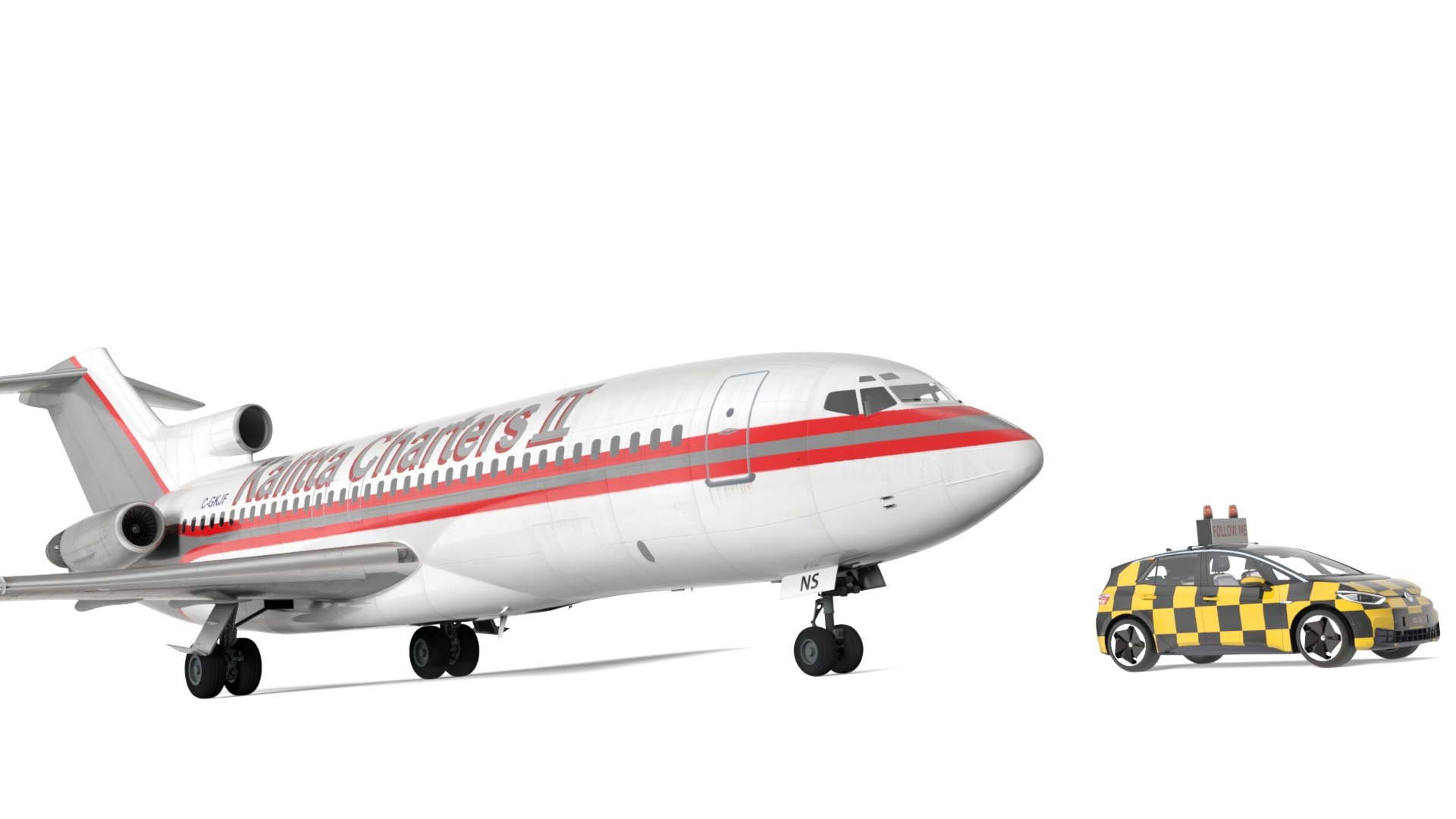 Volkswagen Follow Me Car Accompanies An Charter Boeing 727 3D - TurboSquid 2368896