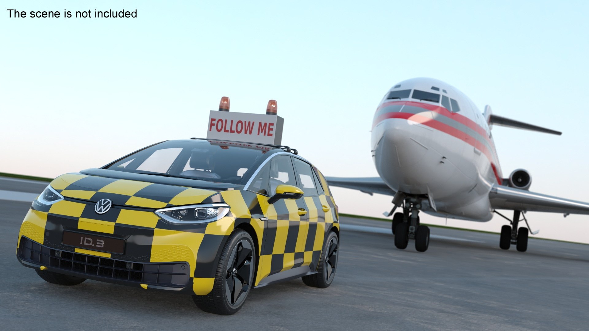 Volkswagen Follow Me Car Accompanies An Charter Boeing 727 3D - TurboSquid 2368896