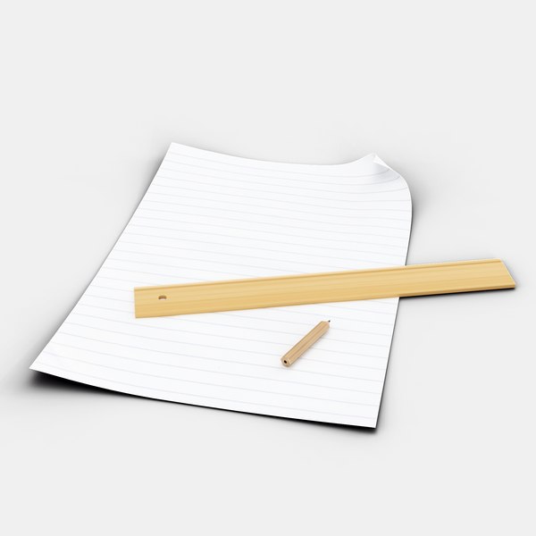 3D paper pencil ruler - TurboSquid 1323775