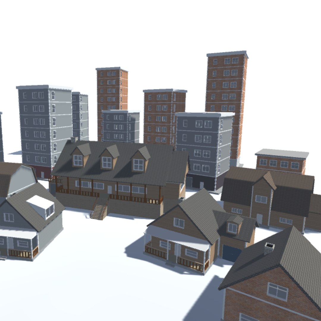 3d model city building pack houses