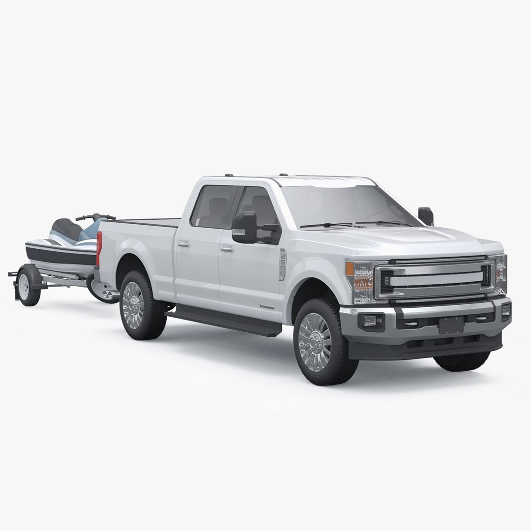 Pickup Truck With Trailer And Jet Ski 3D Model - TurboSquid 2066785