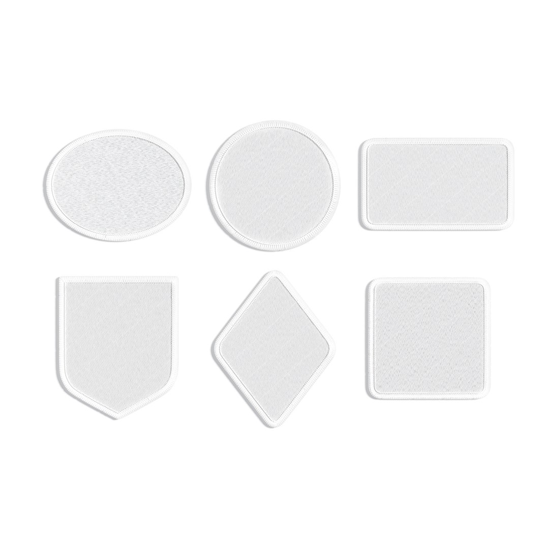 White Embroidered Patch Set - 6 Shapes Lying Embroidery Badges 3D ...