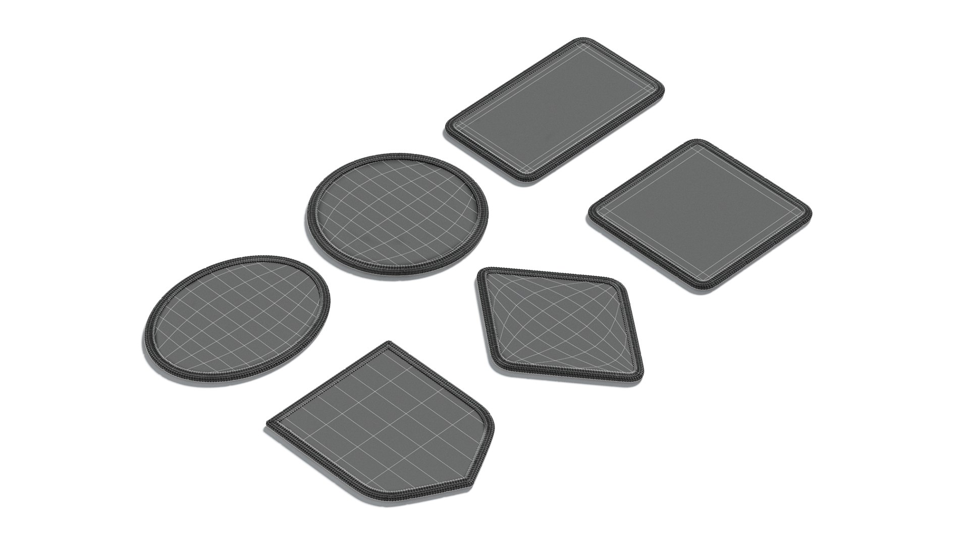 White Embroidered Patch Set - 6 Shapes Lying Embroidery Badges 3D ...