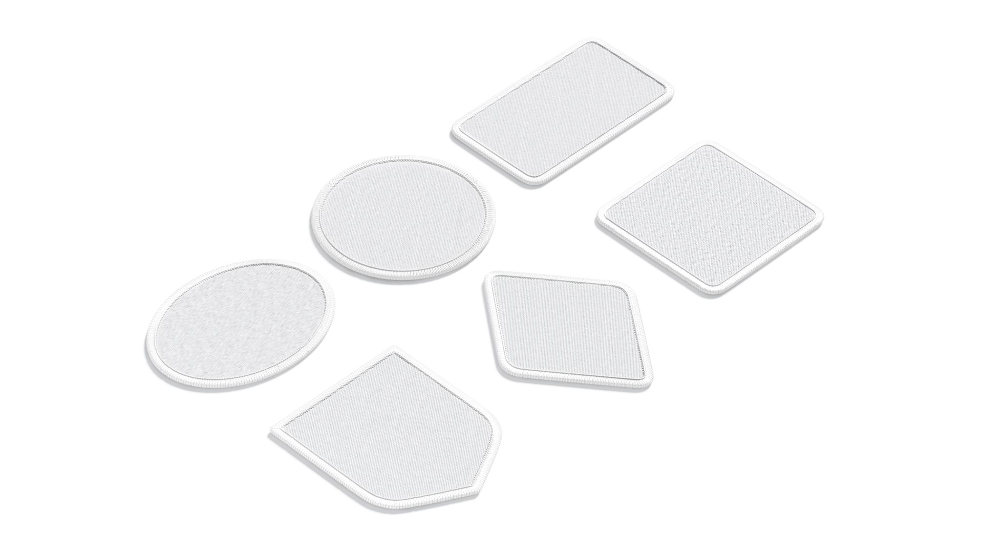 White Embroidered Patch Set - 6 Shapes Lying Embroidery Badges 3D ...