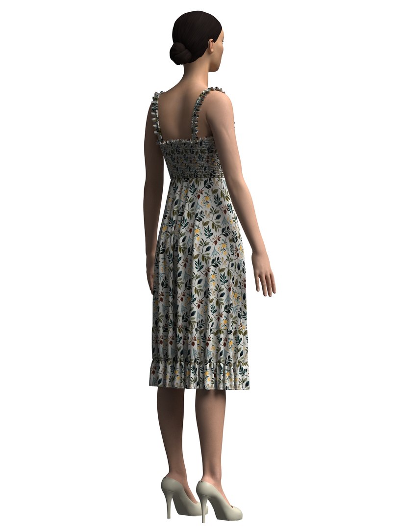 3D Female Smocked Dress - TurboSquid 2410390