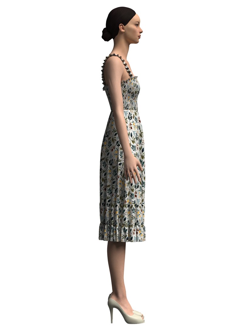 3D Female Smocked Dress - TurboSquid 2410390