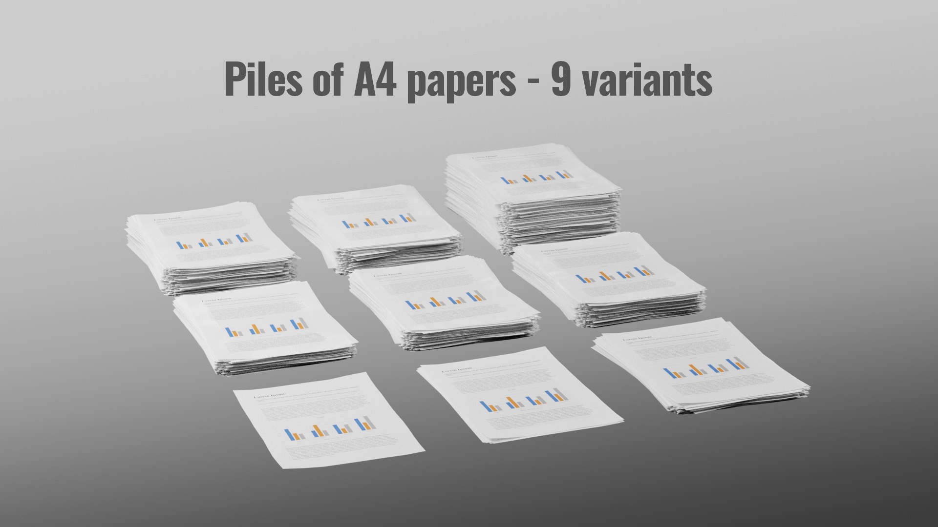 3D Piles Of A4 Papers - 9 Variants - TurboSquid 2245861