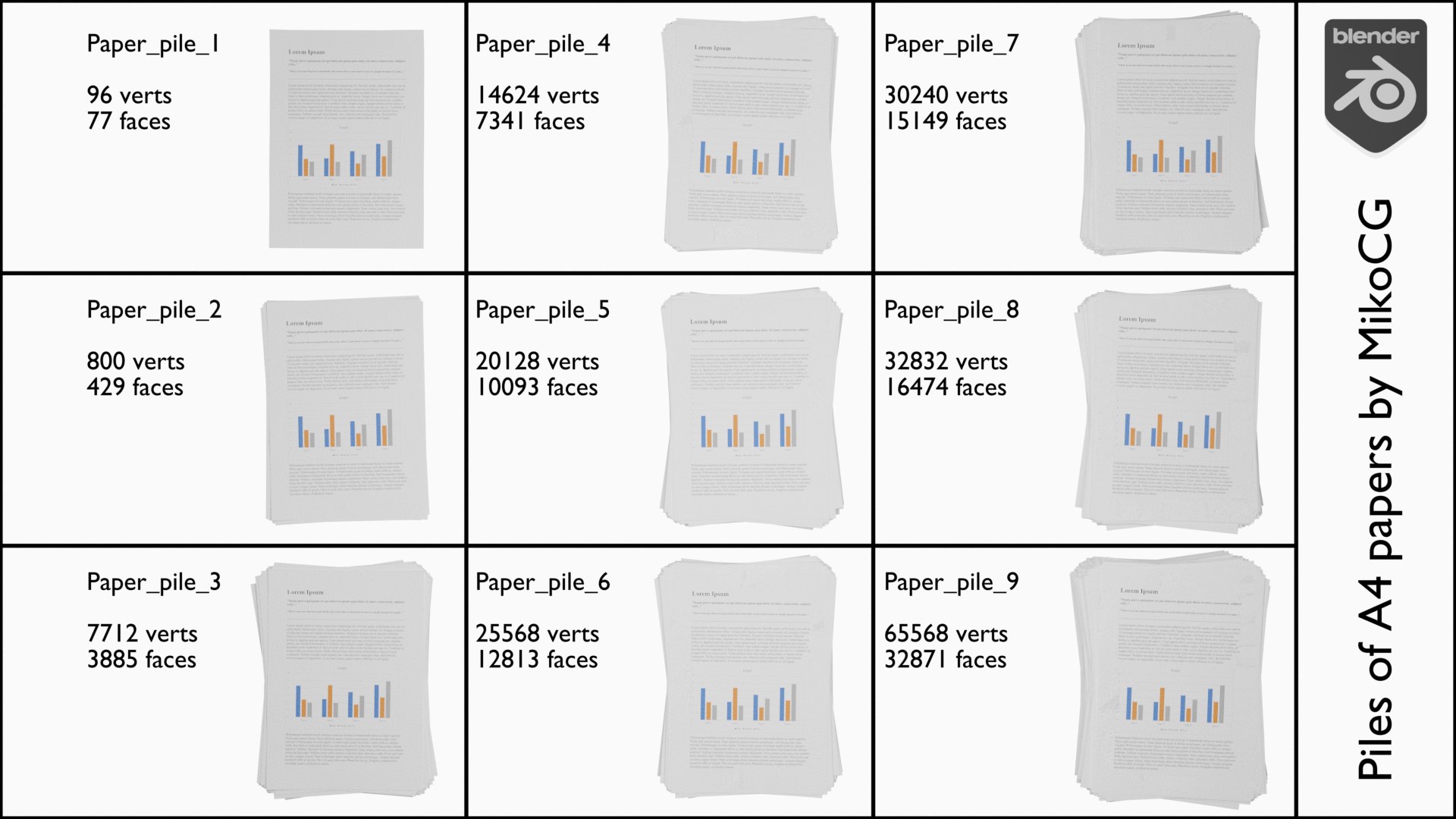 3D Piles Of A4 Papers - 9 Variants - TurboSquid 2245861