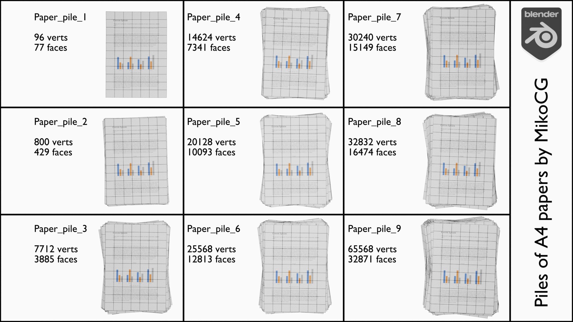 3D Piles Of A4 Papers - 9 Variants - TurboSquid 2245861