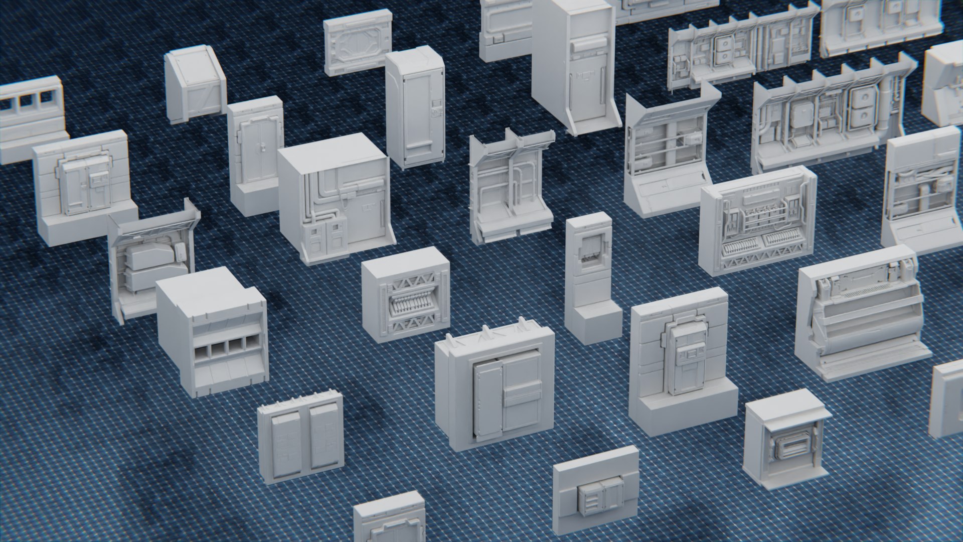 3D 3D SCIFI WALL-PANEL KITBASH - PACK - ASSET - PROP - GREEBLE Model ...