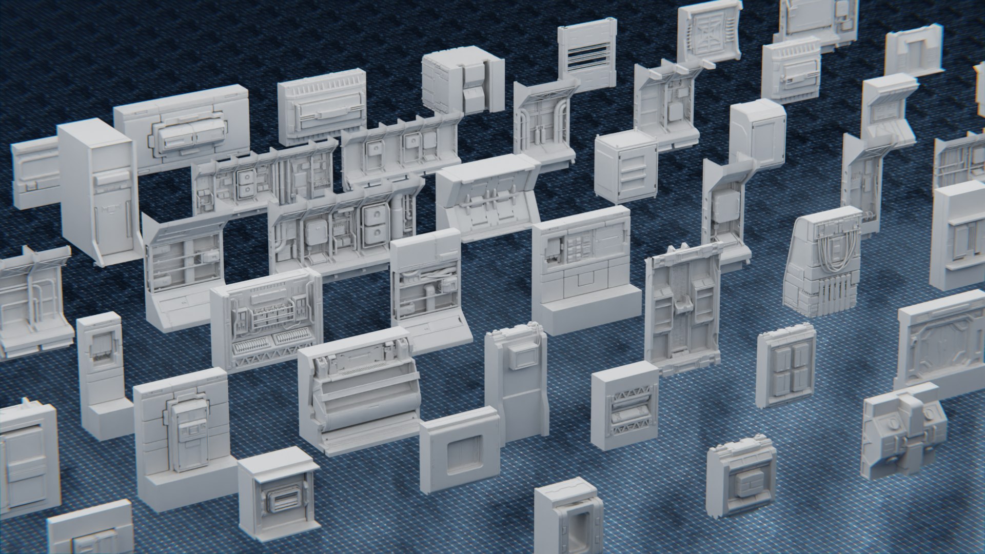 3D 3D SCIFI WALL-PANEL KITBASH - PACK - ASSET - PROP - GREEBLE Model - TurboSquid 2221790