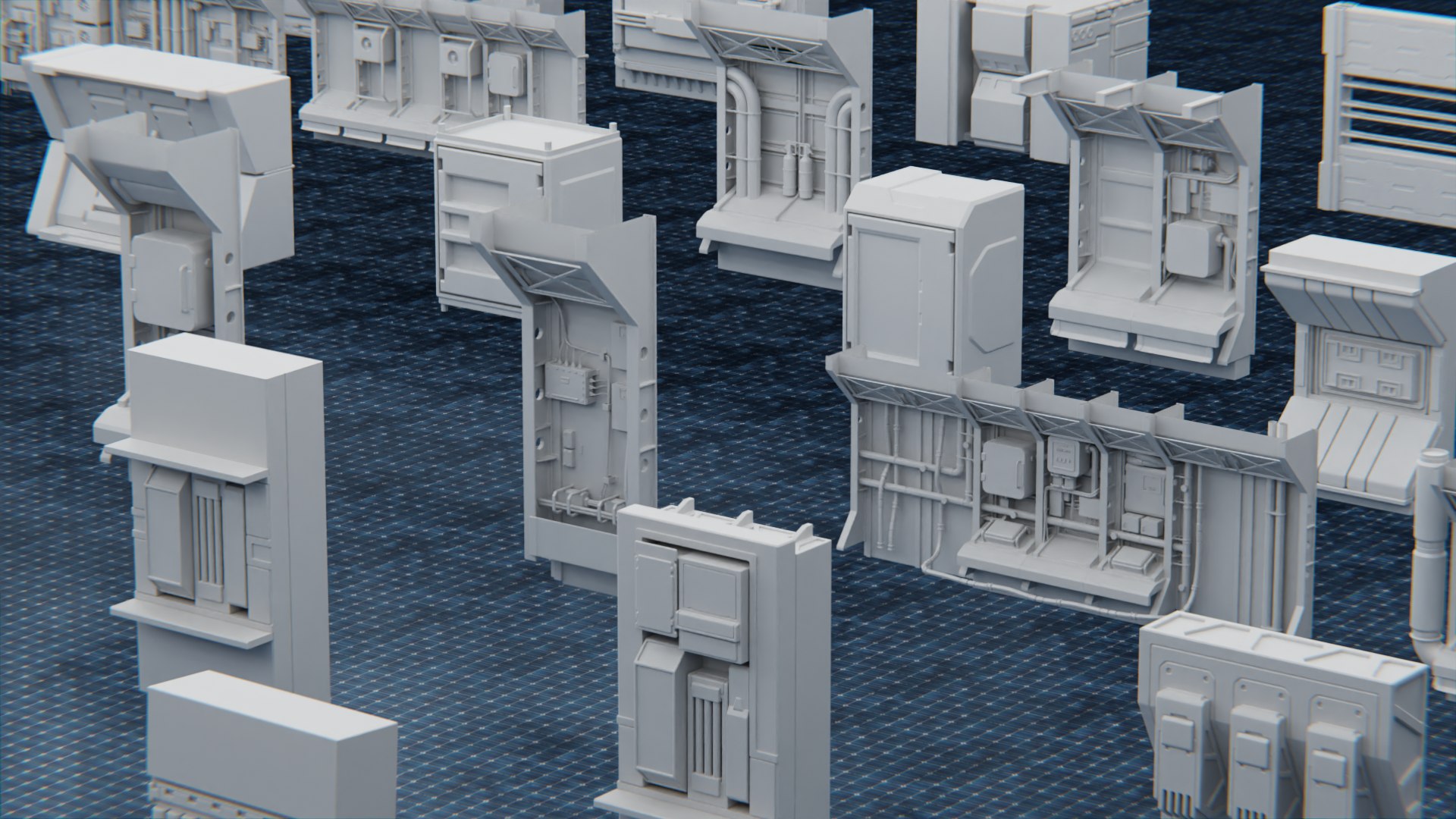 3D 3D SCIFI WALL-PANEL KITBASH - PACK - ASSET - PROP - GREEBLE Model ...