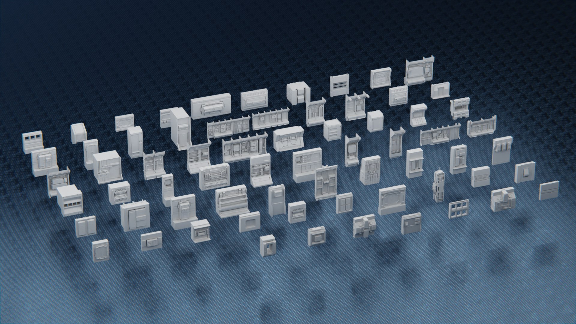 3D 3D SCIFI WALL-PANEL KITBASH - PACK - ASSET - PROP - GREEBLE Model ...