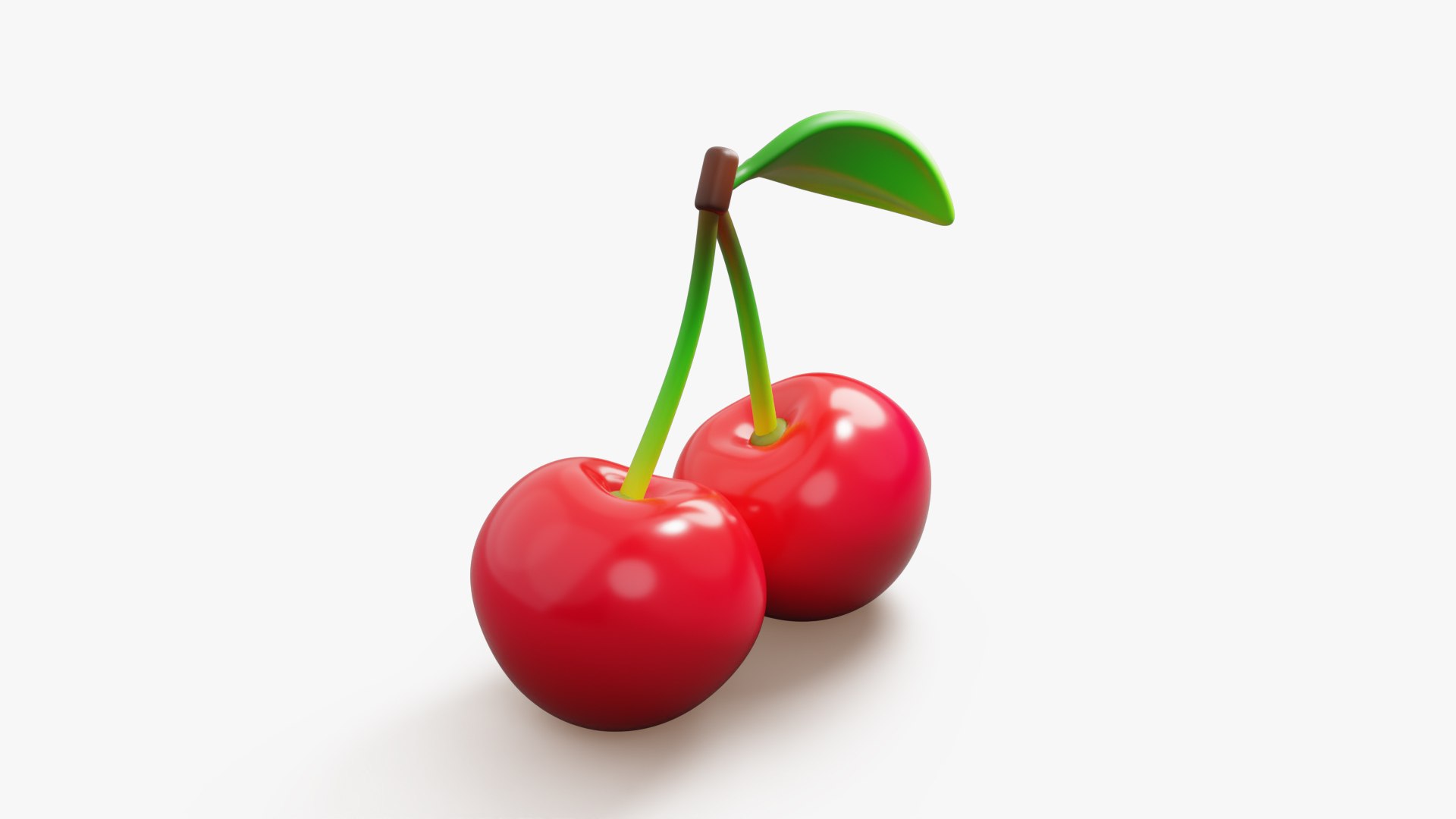 3D Pair Of Stylized Cherries With Leaf - TurboSquid 2360408
