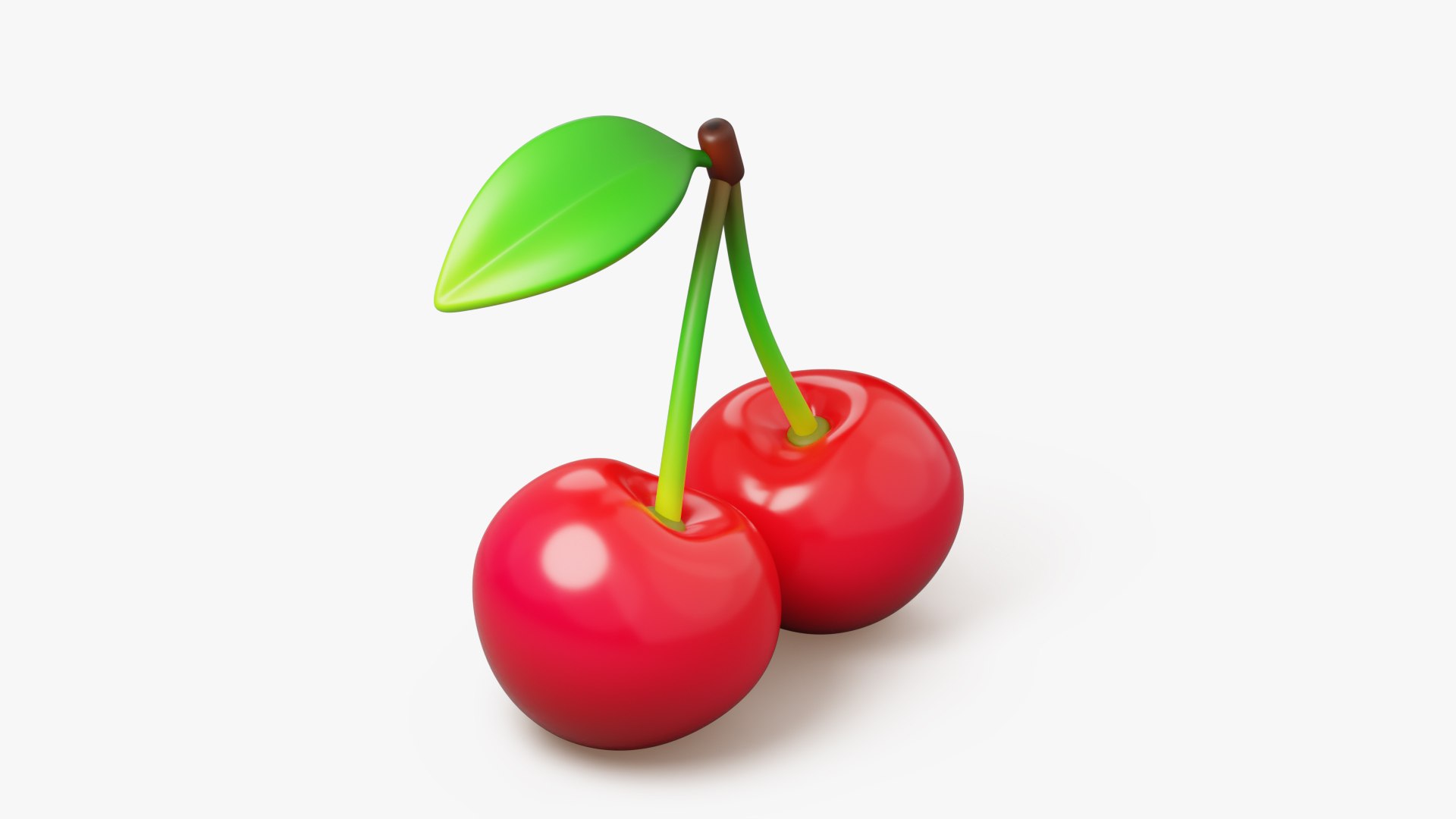 3D Pair Of Stylized Cherries With Leaf - TurboSquid 2360408