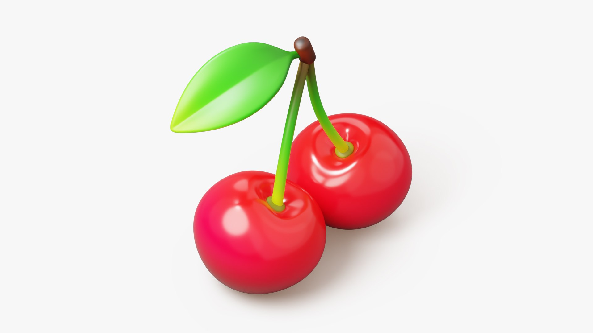 3D Pair Of Stylized Cherries With Leaf - TurboSquid 2360408