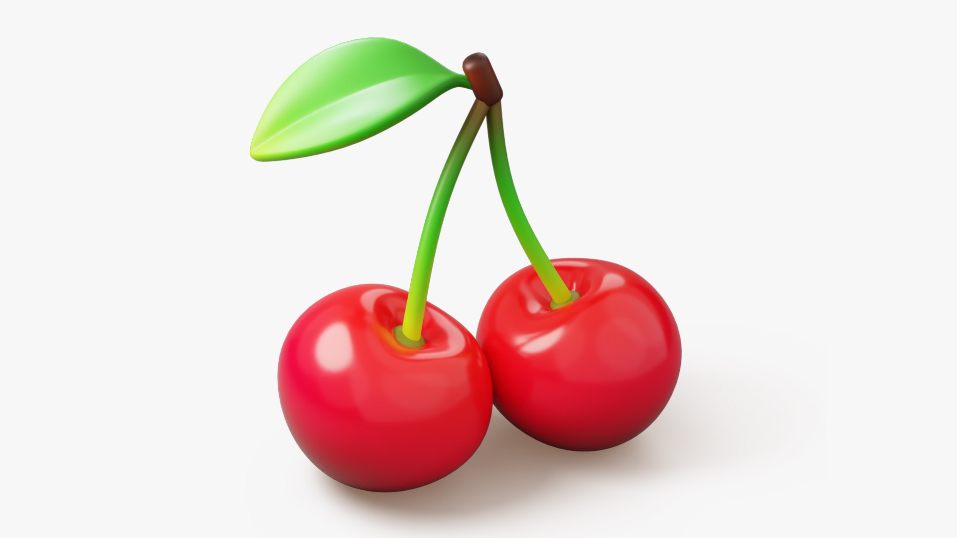 3D Pair Of Stylized Cherries With Leaf - TurboSquid 2360408