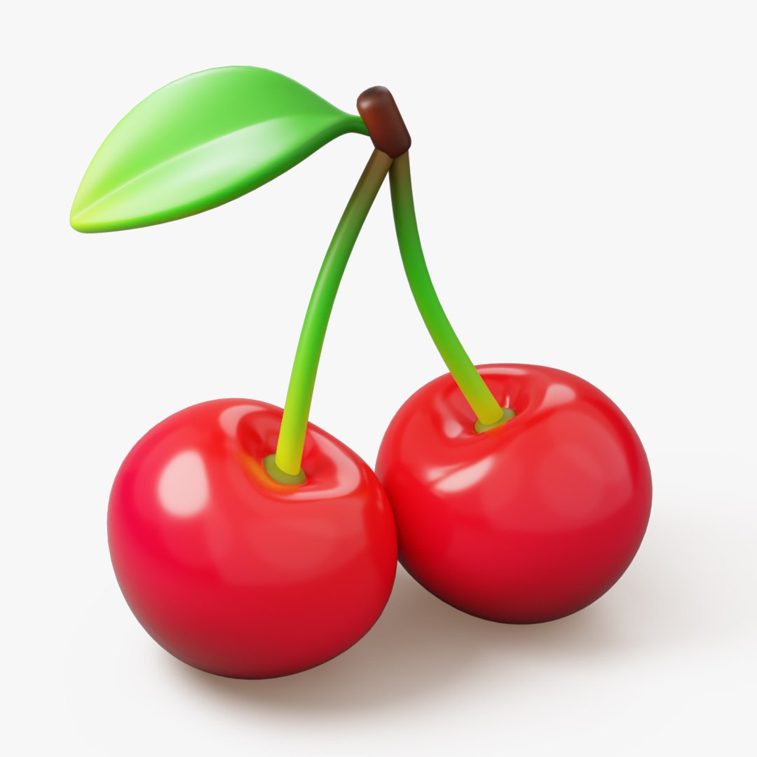 3D Pair Of Stylized Cherries With Leaf - TurboSquid 2360408