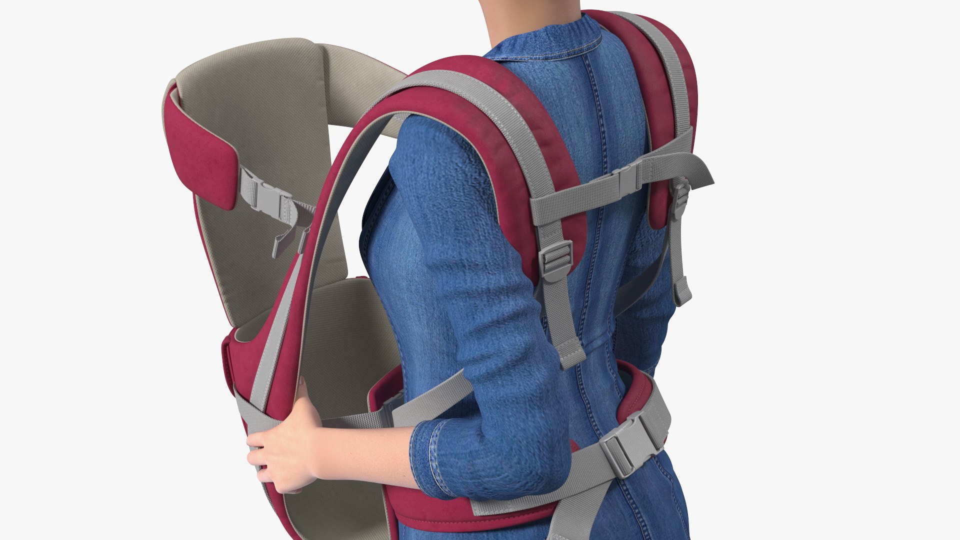 3D Model Woman With Baby Carrier Pink - TurboSquid 2164987