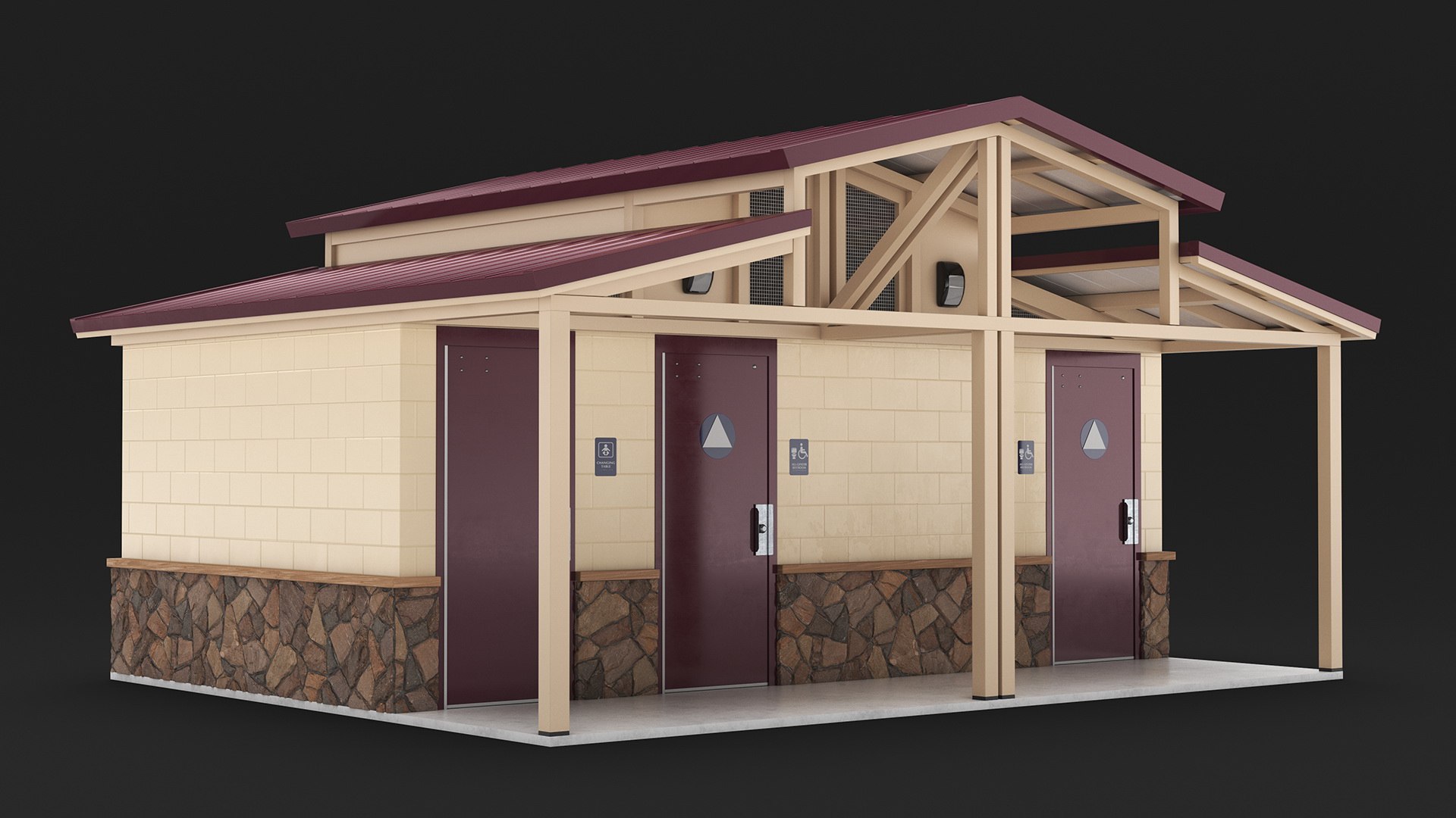3D Public Restroom Building - TurboSquid 2259976