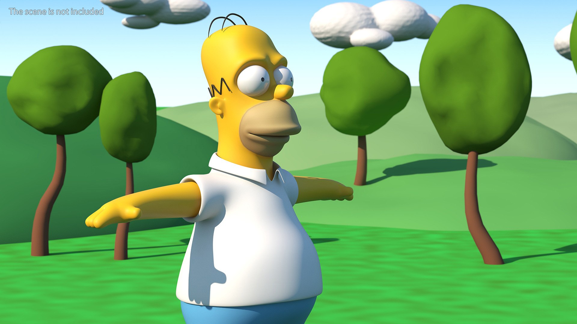 Cartoon Character Homer Simpson T-Pose 3D Model - TurboSquid 2163566