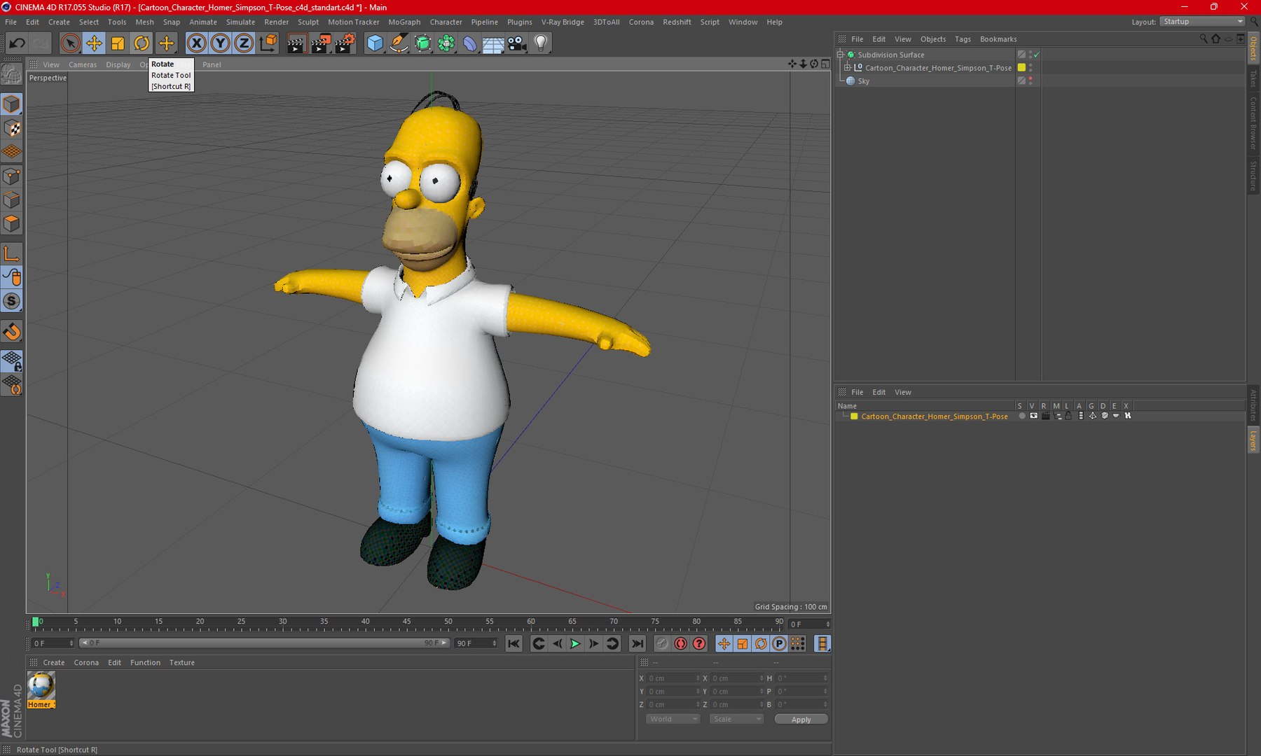 Cartoon Character Homer Simpson T-Pose 3D Model - TurboSquid 2163566