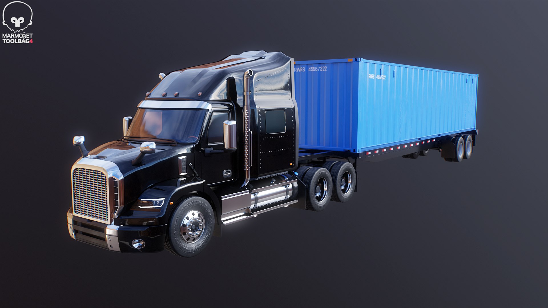 3D Generic Semi Truck With ISO Shipping Container Trailer - TurboSquid ...