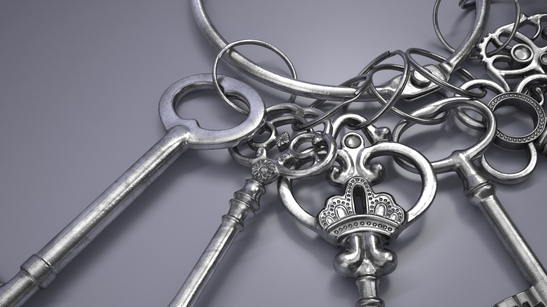 Skeleton Keys Bunch Silver 3D Model - TurboSquid 2247298
